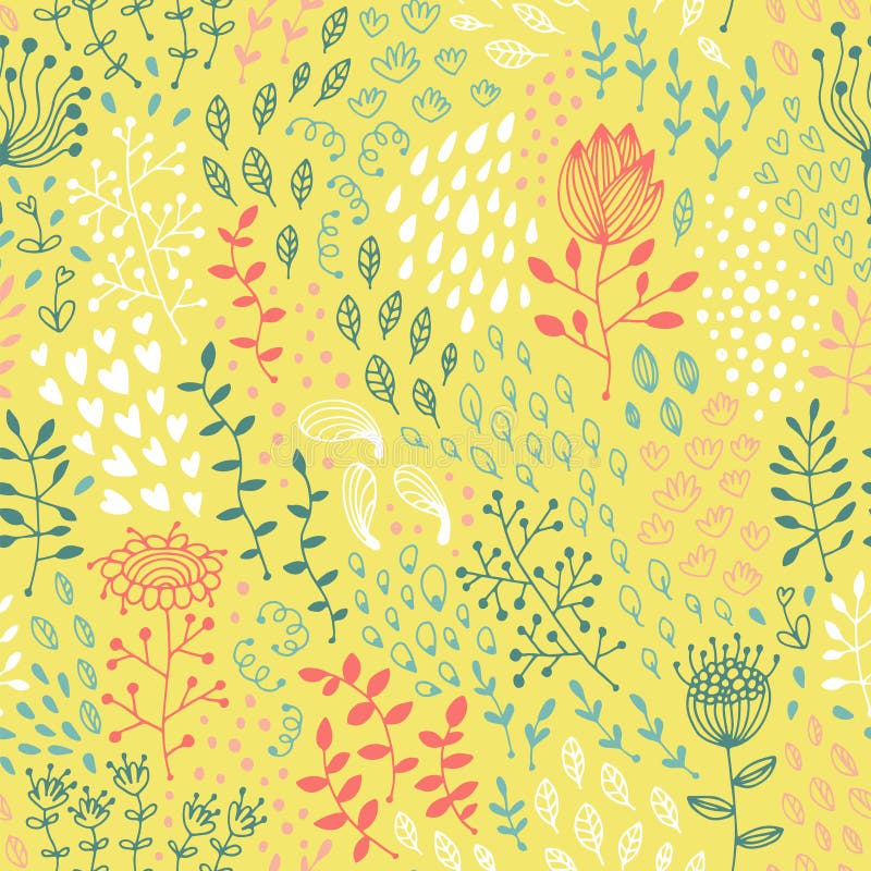 Seamless Flower and Leaf Pattern, Floral Vector Background Stock Vector ...