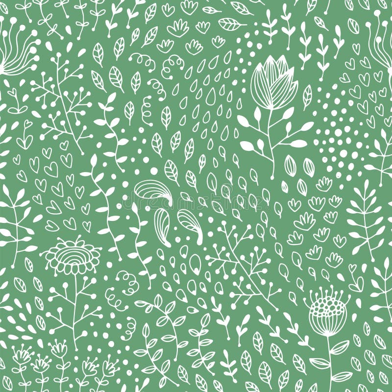 Seamless Flower and Leaf Pattern, Floral Vector Background Stock Vector ...