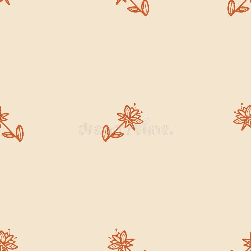 Seamless Flower Line Pattern Stock Vector - Illustration of repetition ...