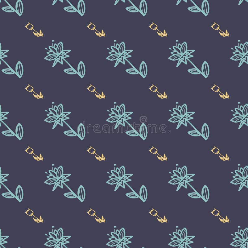 Seamless Flower Line Pattern Stock Vector - Illustration of nature ...