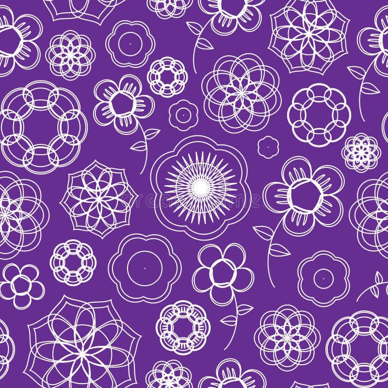 Seamless Flower Outline Pattern Stock Vector - Illustration of vector ...