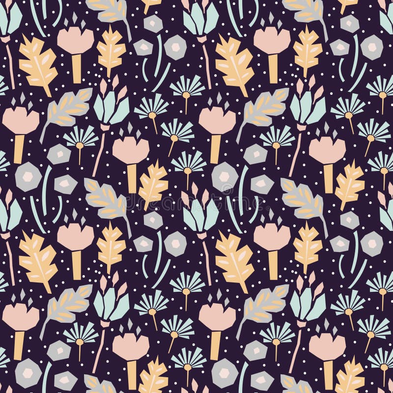 Cutout Style Dense Flower Pattern Vector. Seamless Texture for Print ...