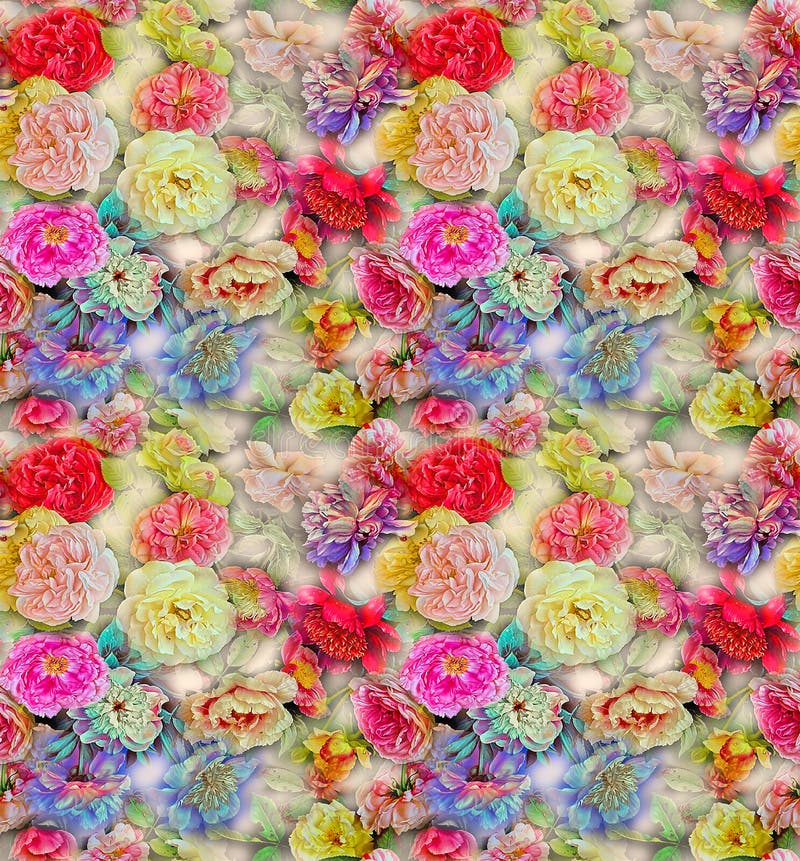Seamless Flower Pattern Design for Digital Print Fabric Stock ... Seamless Flower Pattern Design for Digital Print Fabric Stock ...