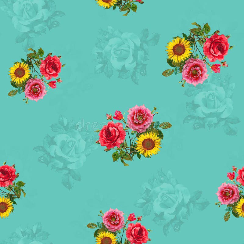 Seamless Flower Pattern Design for Digital Print Fabric Stock ...