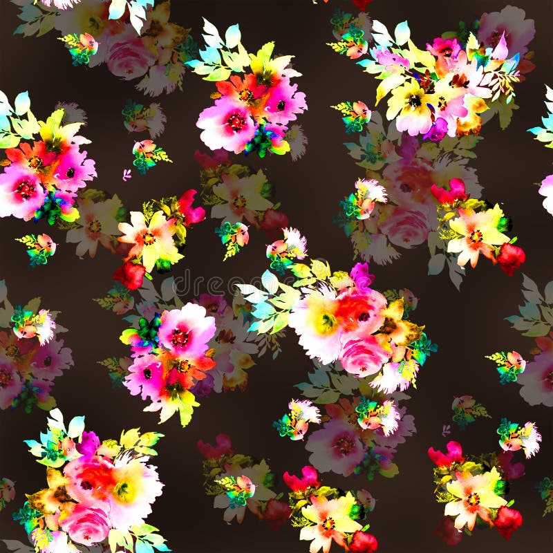 Seamless Flower Pattern Design for Digital Print Fabric Multicolored ... Seamless Flower Pattern Design for Digital Print Fabric Multicolored ...