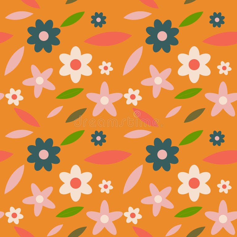 Seamless Flower Pattern Element Vector Shape Doodle Floral Abstract ...