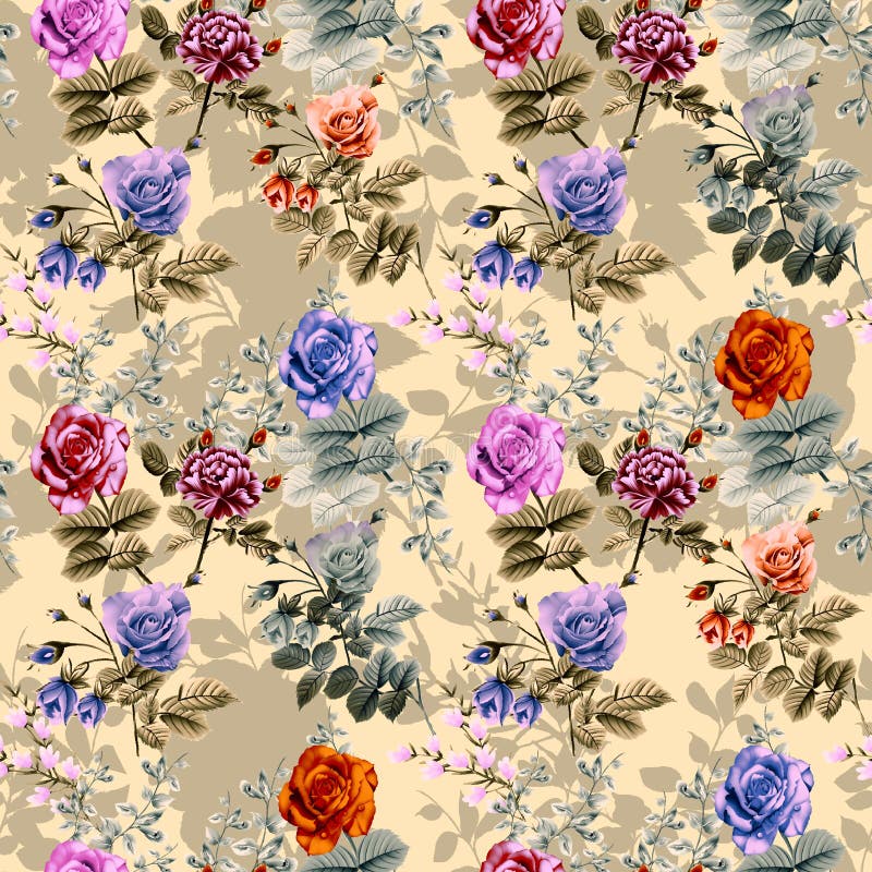 Allover Seamless Floral Pattern Design with Beautiful Flowers on ...
