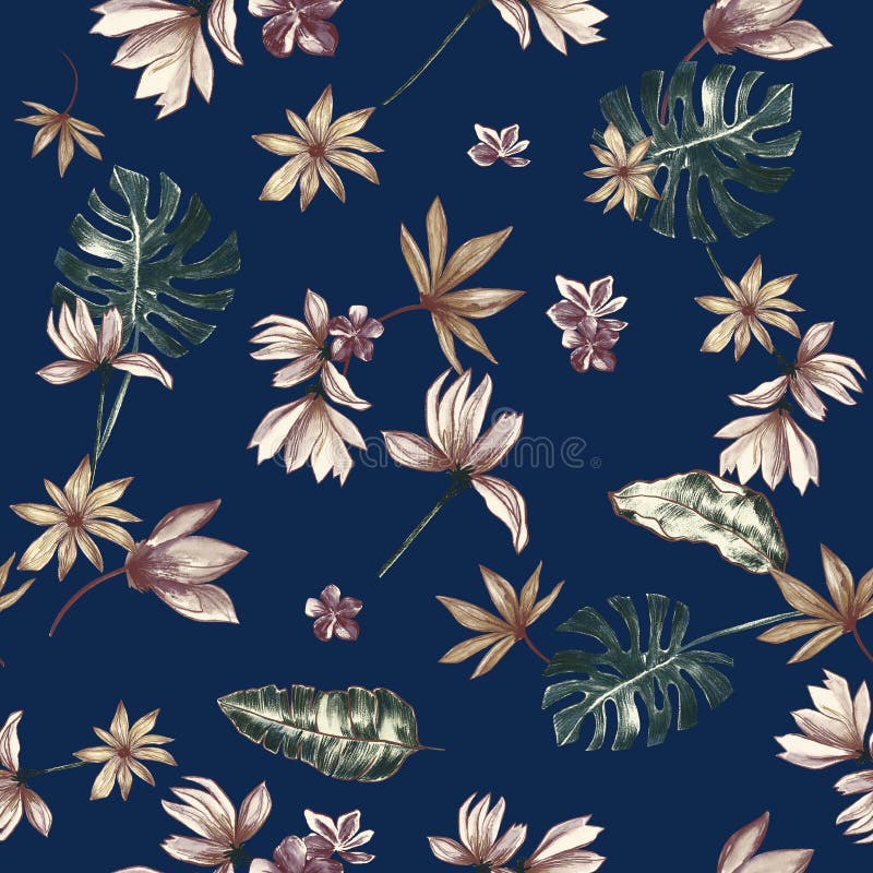 Seamless Flower Pattern Floral Allover Design with Background Stock ...