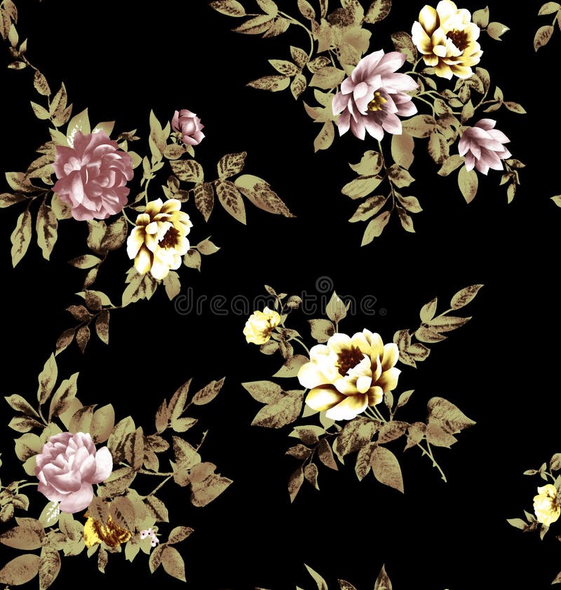 Seamless Flower Pattern Floral Allover Design with Background Stock ...