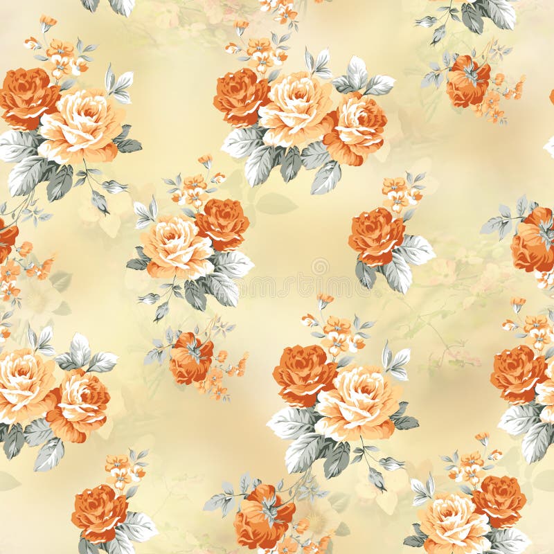 Seamless Flower Pattern Floral Design with Digital Background Stock ...