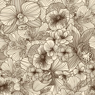 Flower Line Art Pattern Stock Illustrations – 392,855 Flower Line Art ...
