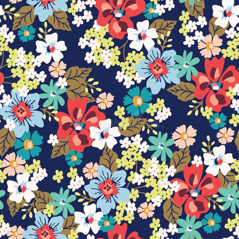Seamless flower pattern stock vector. Illustration of fashion - 63990173