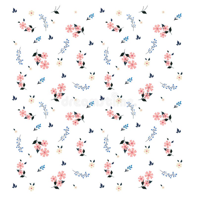 Seamless Flower Pattern White Background. Vector Illustration Stock ...