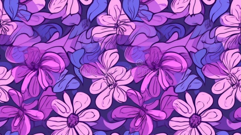 Seamless Flower Trippy Psychedelic Pattern. Purple Psychedelic Seamless ...
