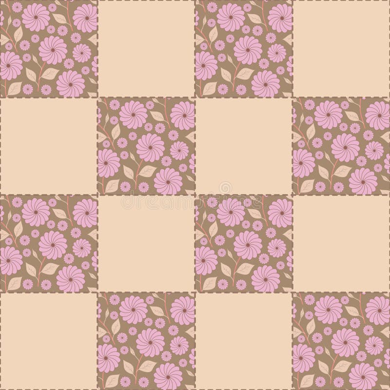 Seamless Flower Vintage Pattern of Pieces in Patchwork Style Stock ...