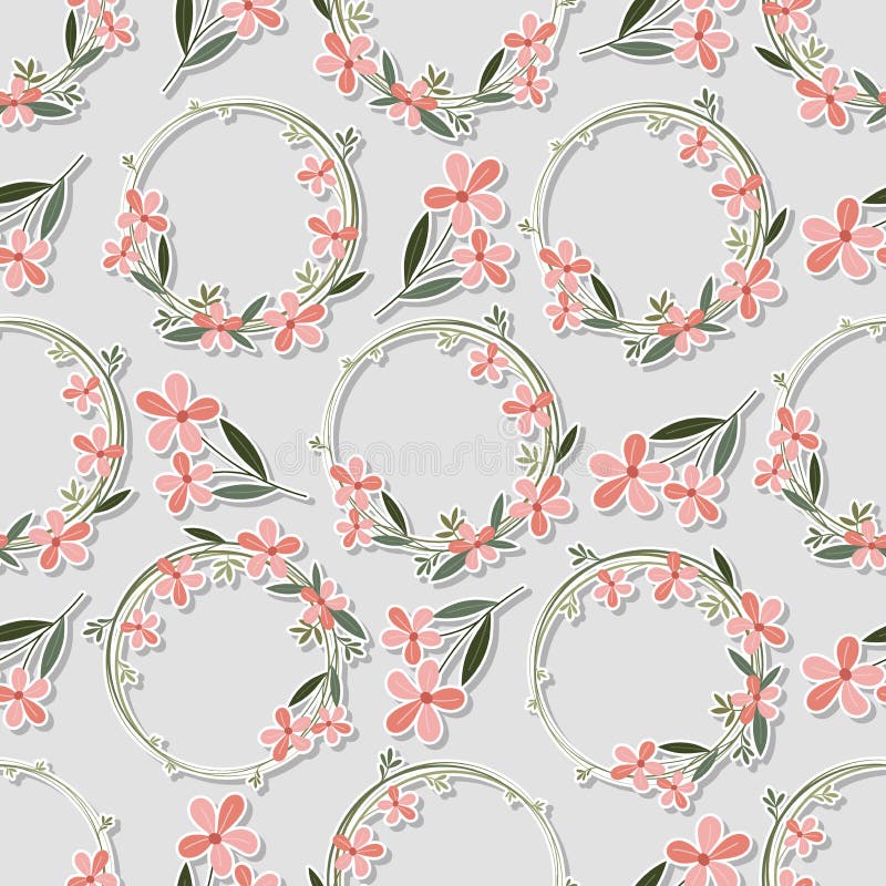 Seamless Flower Wreath Pattern Stock Vector - Illustration of food ...