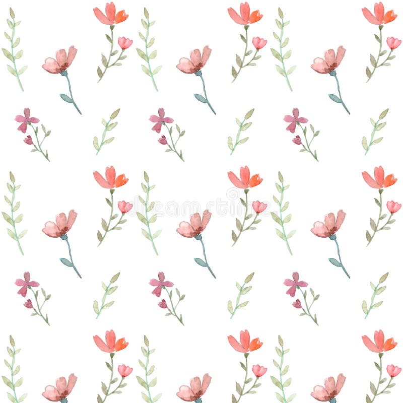 Seamless Flowers and Leaves Pattern Stock Vector - Illustration of ...