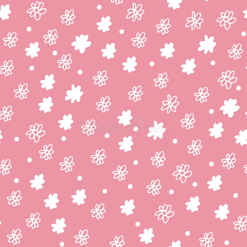 Seamless Flowers Pattern, Floral Vector Background, Baby Cartoon Doodle ...