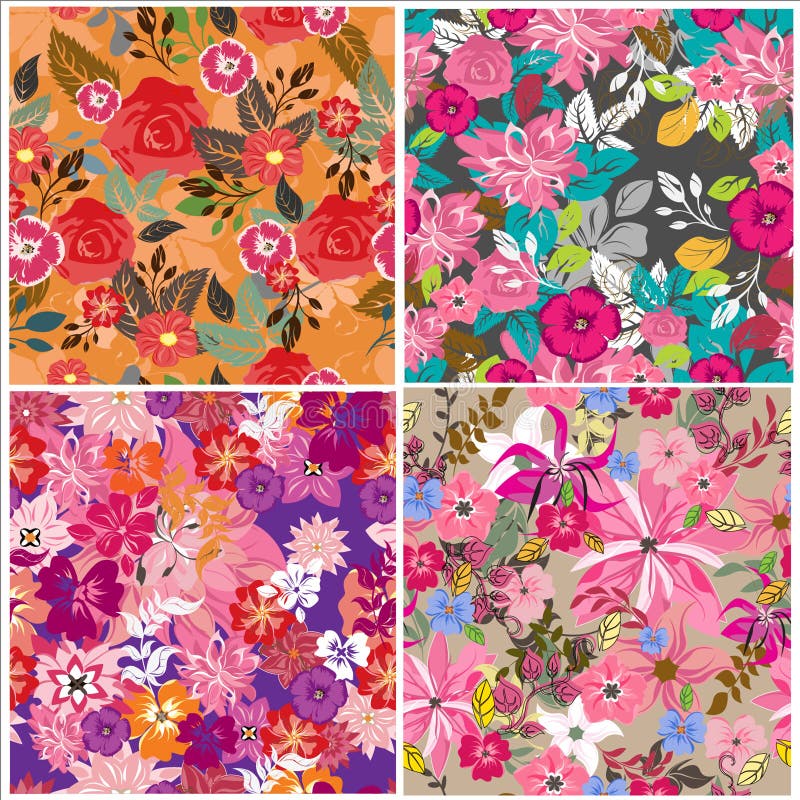 Seamless flowers pattern stock vector. Illustration of decor - 77247276