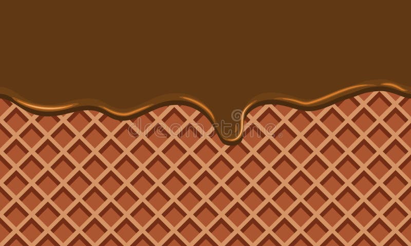 Seamless Flowing Chocolate On Wafer Texture Sweet Food Background Stock