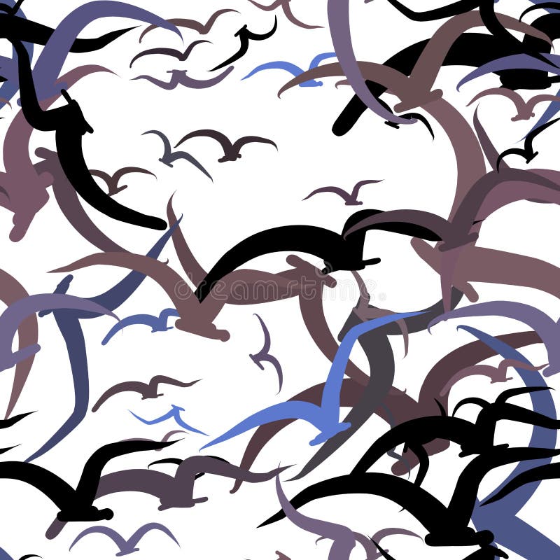 Seamless Flying Birds Illustrations Background Abstract, Hand Drawn ...