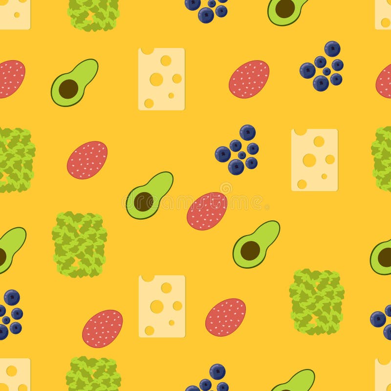 Seamless Food Pattern. Flat Food Seamless Pattern Stock Illustration ...