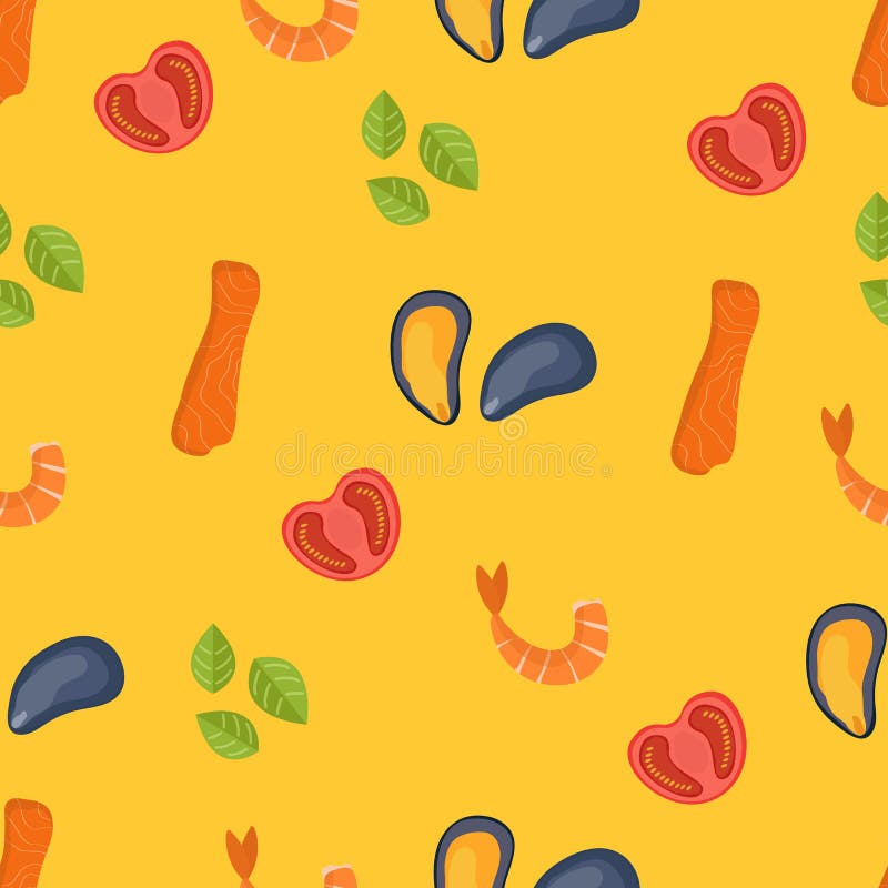 Seamless Food Pattern. Flat Food Seamless Pattern Stock Illustration ...
