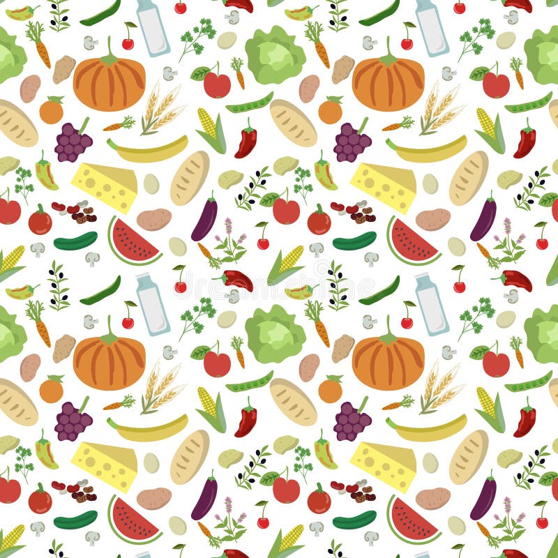 Seamless food pattern stock vector. Illustration of milk - 182577661
