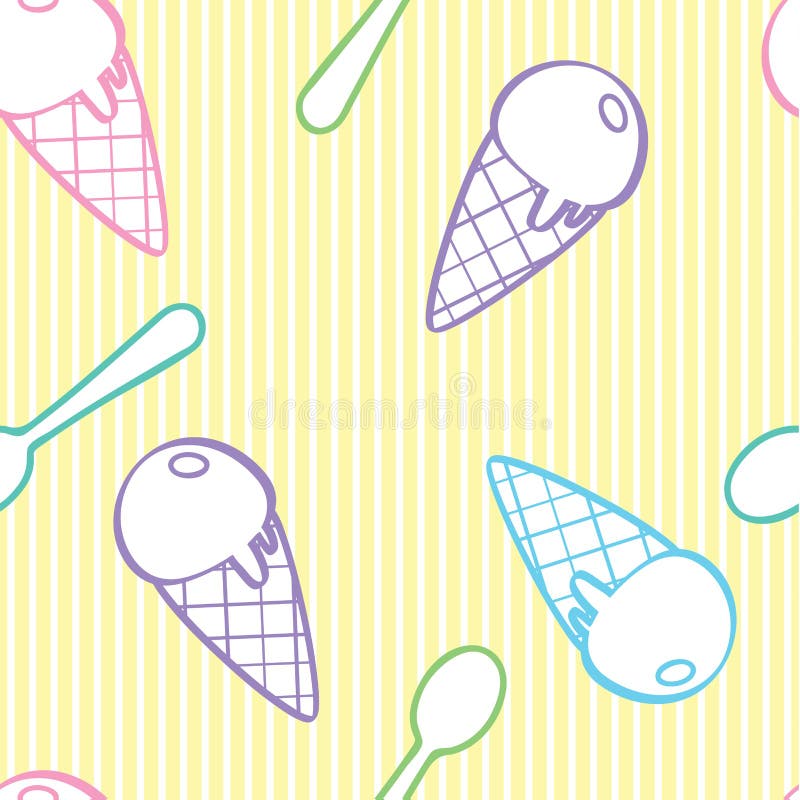 Seamless Food Pattern with Ice Cream and Spoons Stock Vector ...