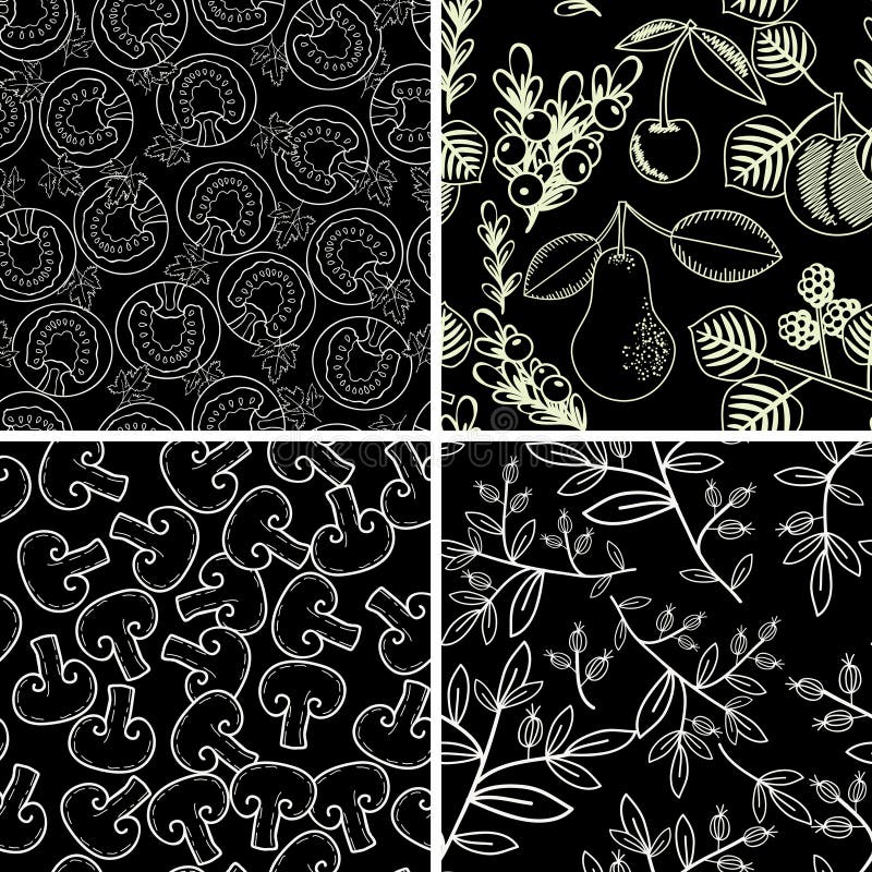 Seamless food patterns stock vector. Illustration of black - 184756080