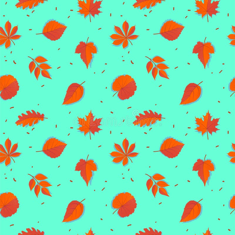 Seamless Forest Pattern with Red Autumn Leaves. Fall Background. Vector ...