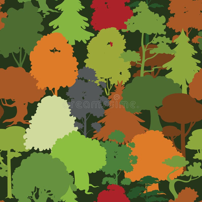 Seamless forest pattern stock vector. Illustration of plant - 32563386