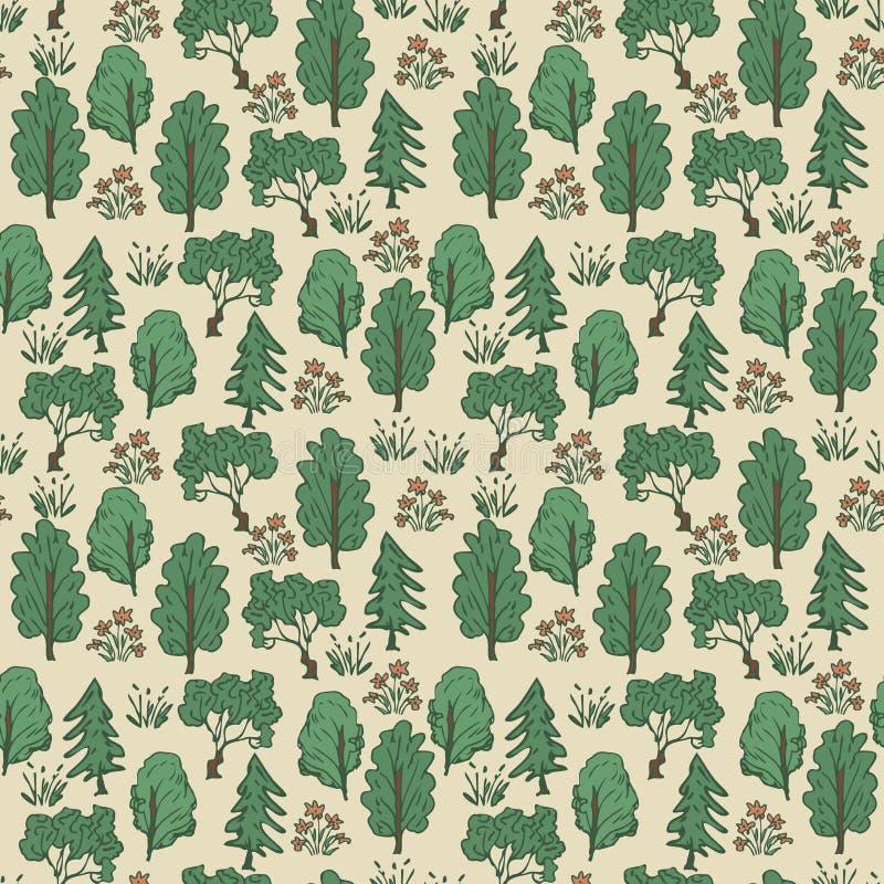 Seamless forest pattern stock vector. Illustration of drawing - 267250384