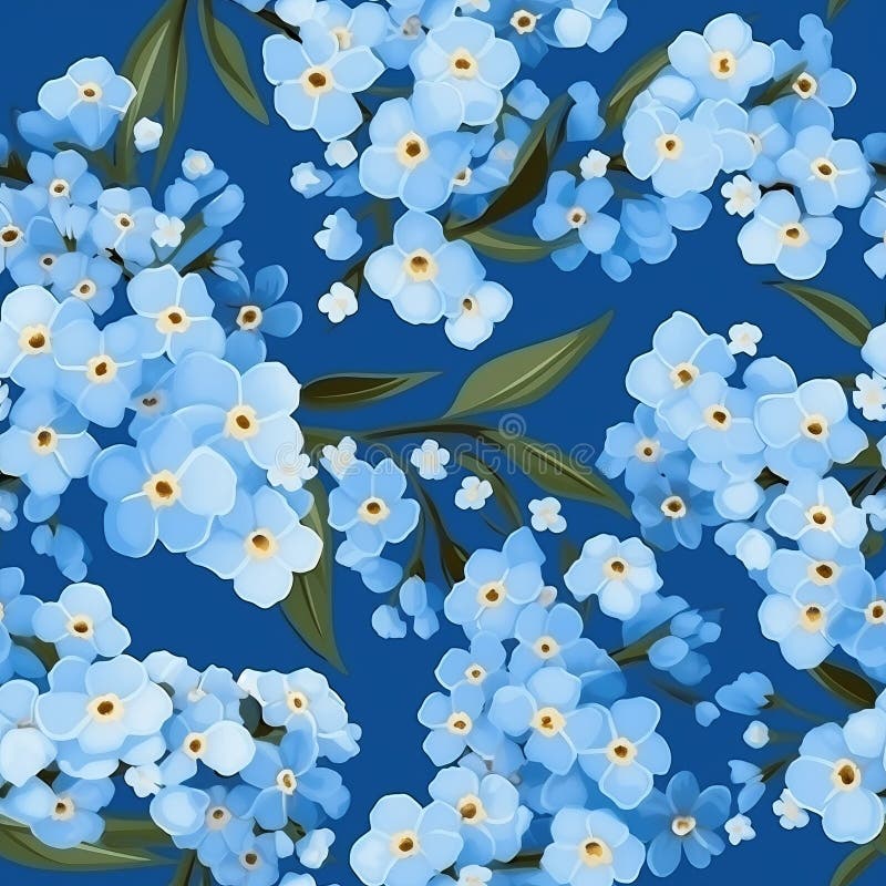 Seamless Forget-me-not Vector Pattern Stock Illustration - Illustration ...