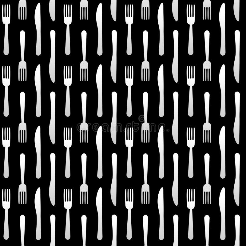 Seamless Fork and Knife Pattern Stock Illustration - Illustration of ...