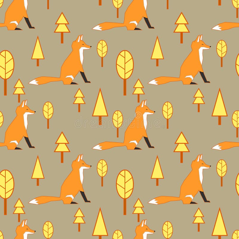 Seamless Fox pattern stock vector. Illustration of seamless - 55801982