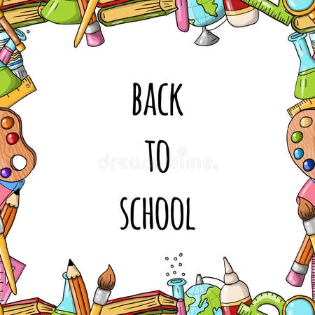 Seamless Frame/border with School Icons Stock Vector - Illustration of ...