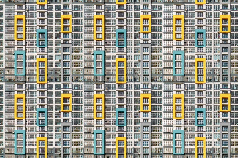 Seamless Frontal Panoramic View on Facade of Modern Skyscraper Building ...