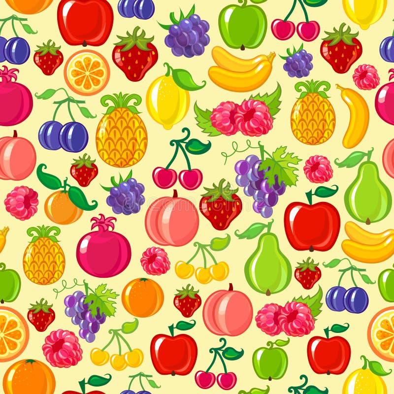 Colorful Fruit and Vegetables Seamless Pattern Stock Vector ...