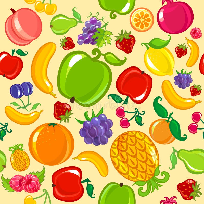 Seamless fruit background stock vector. Illustration of cherries - 14554504