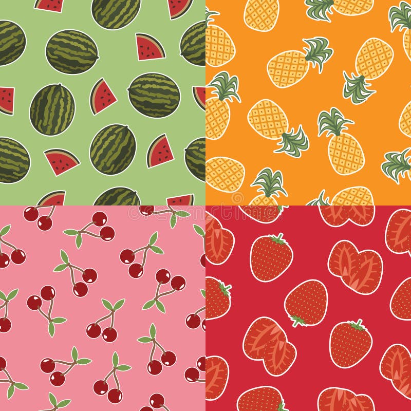 Seamless fruit patterns stock vector. Illustration of strawberry - 74190618