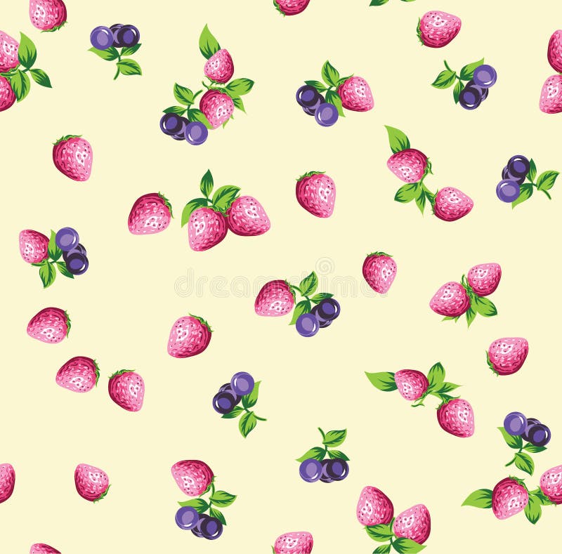 Seamless Fruits Vector Pattern, Bright Color Background with ...