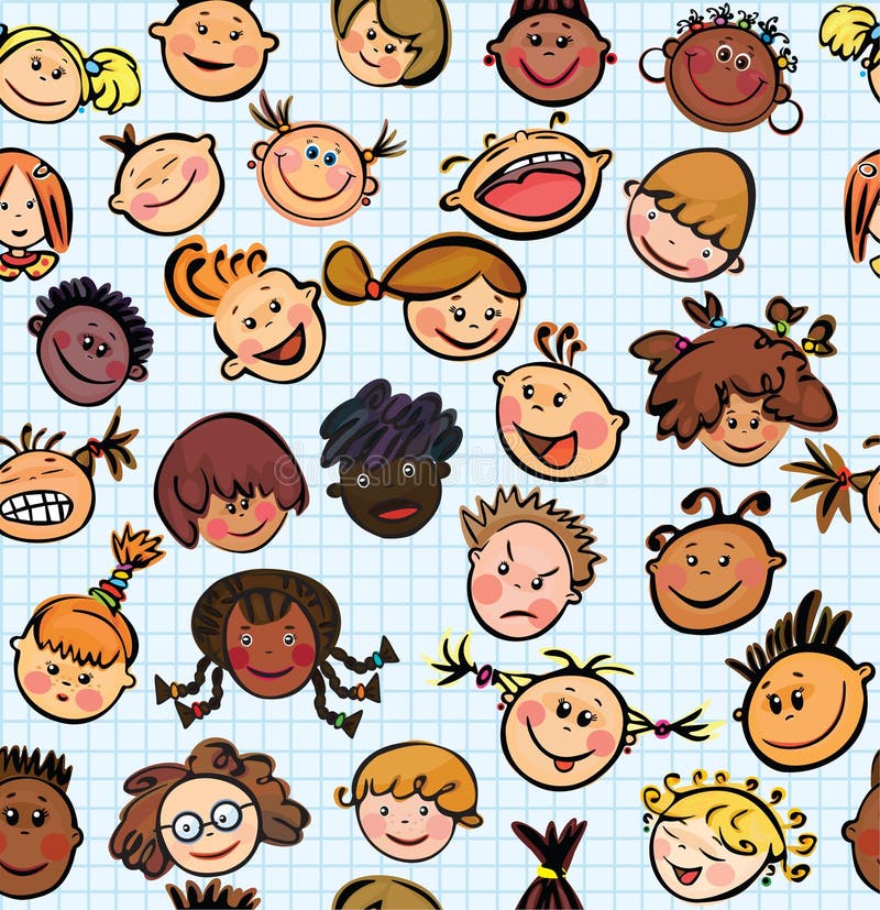 Seamless of Fun Kids Different Races Stock Vector - Illustration of ...