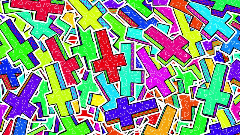 Seamless Funny Animation of Crosses in Comic Style, Fluorescent ...