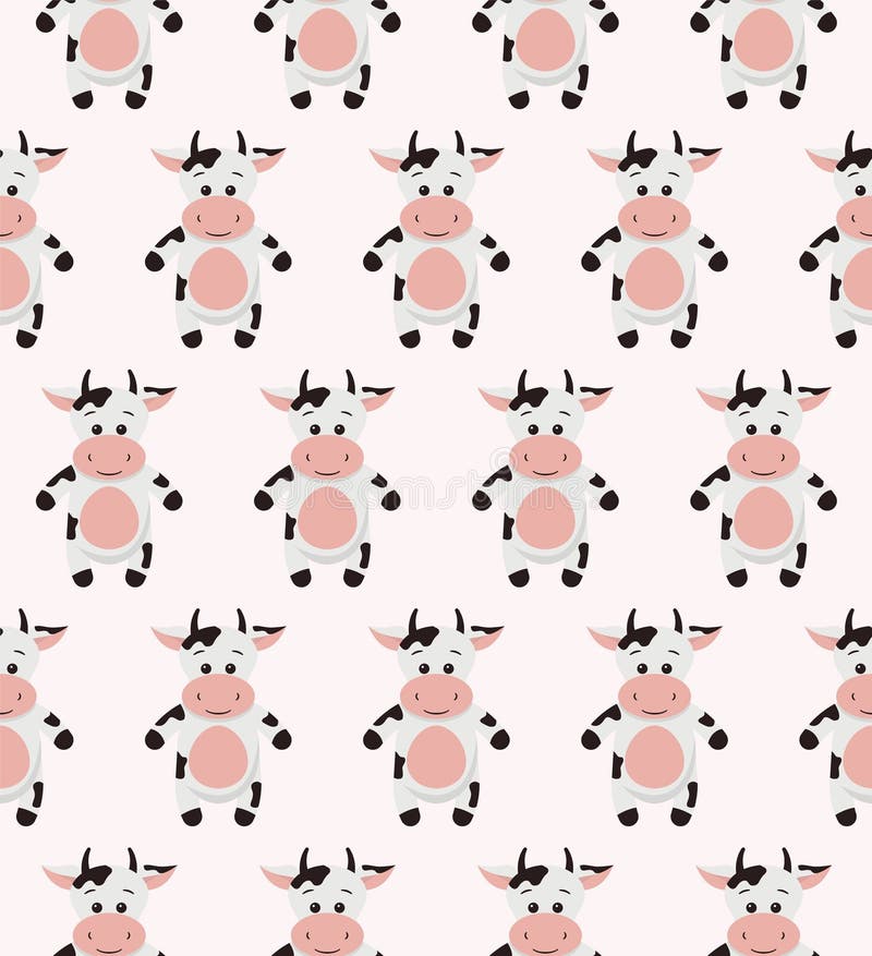 Seamless Funny Pattern with Doodle Cartoon Cow Stock Illustration ...