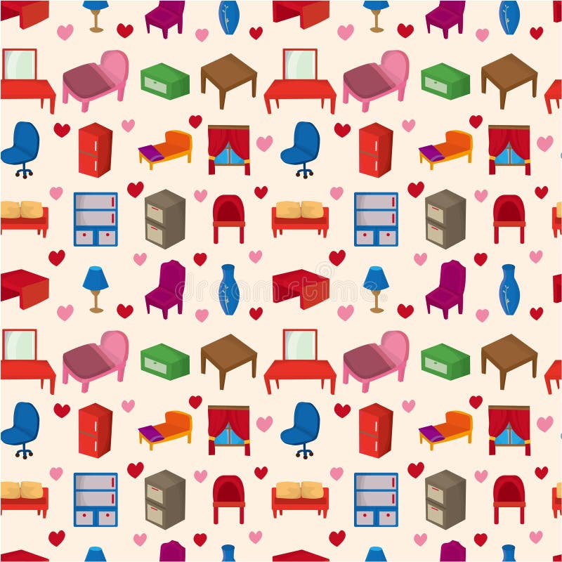 Seamless Furniture pattern stock vector. Illustration of furniture ...