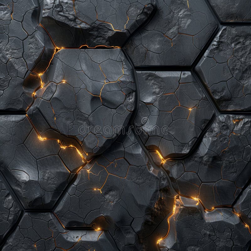 Futuristic Cracked Stone Texture with Glowing Veins Stock Illustration ...