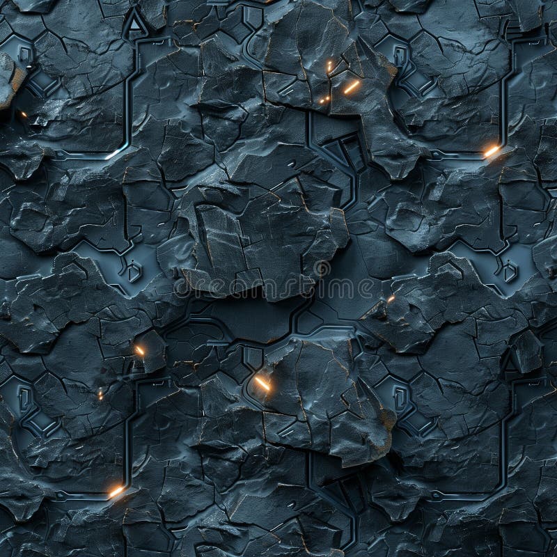 Futuristic Cracked Stone Texture with Glowing Veins Stock Illustration ...