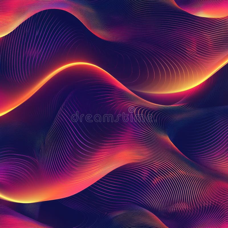Seamless Futuristic Wave Pattern with Smooth Curves and Neon Gradients ...
