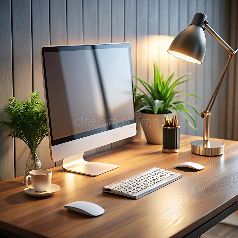 Seamless Gadget Integration in a Modern, Minimalist Office Desk Setup ...